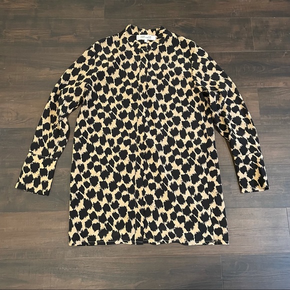 Diane Von Furstenberg | Dresses | Dvf Silk Shirt Dress In Leopard ...